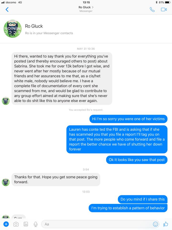 First-hand accounts told to Ebony, June 1st – SabrinaTaylorScams